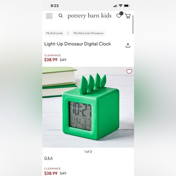 Pottery Barn Kids | Other | Pbk Lightup Dinosaur Digital Clock | Poshmark